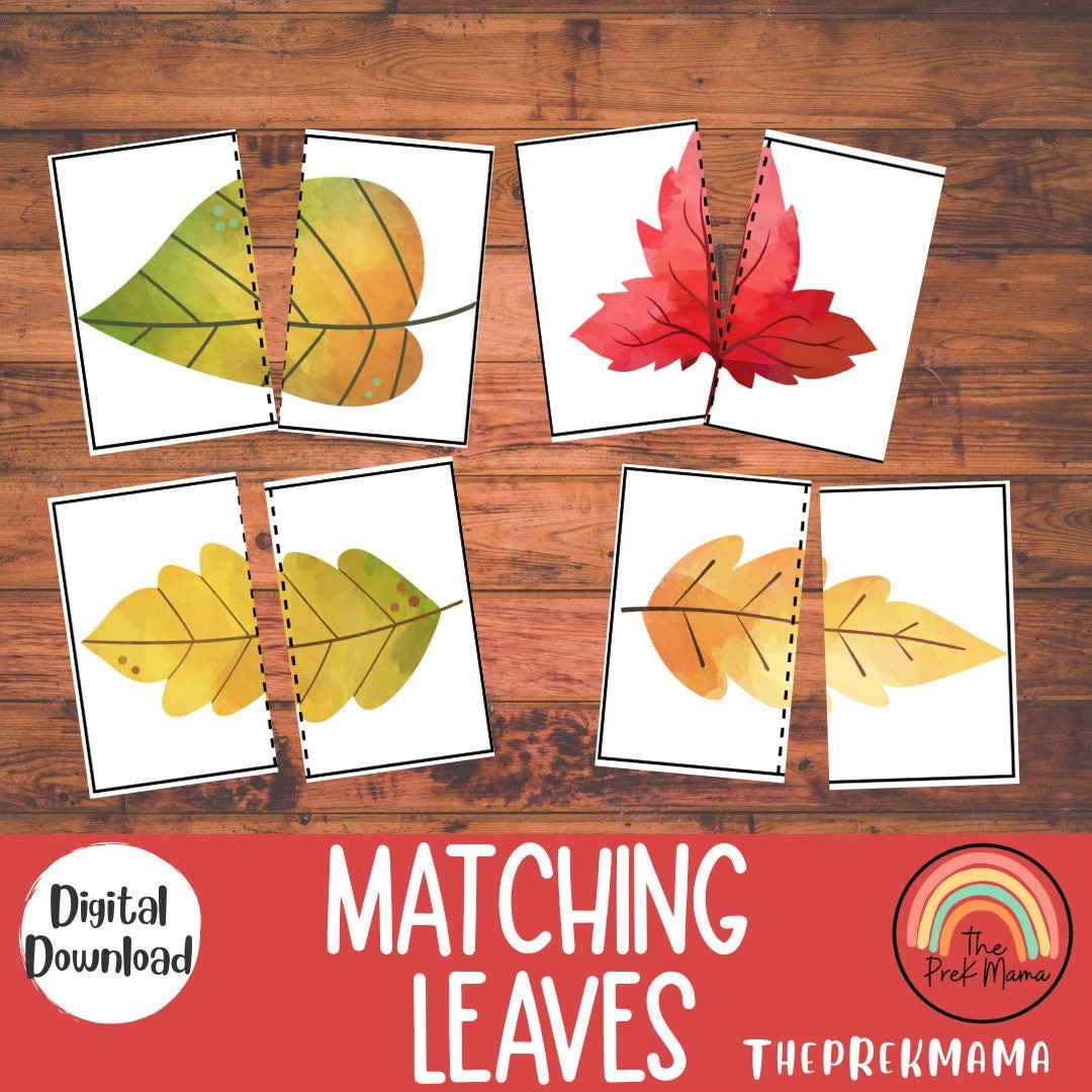 Matching Leaves, Fall Activity for Kids, Toddler Activity, Homeschool ...
