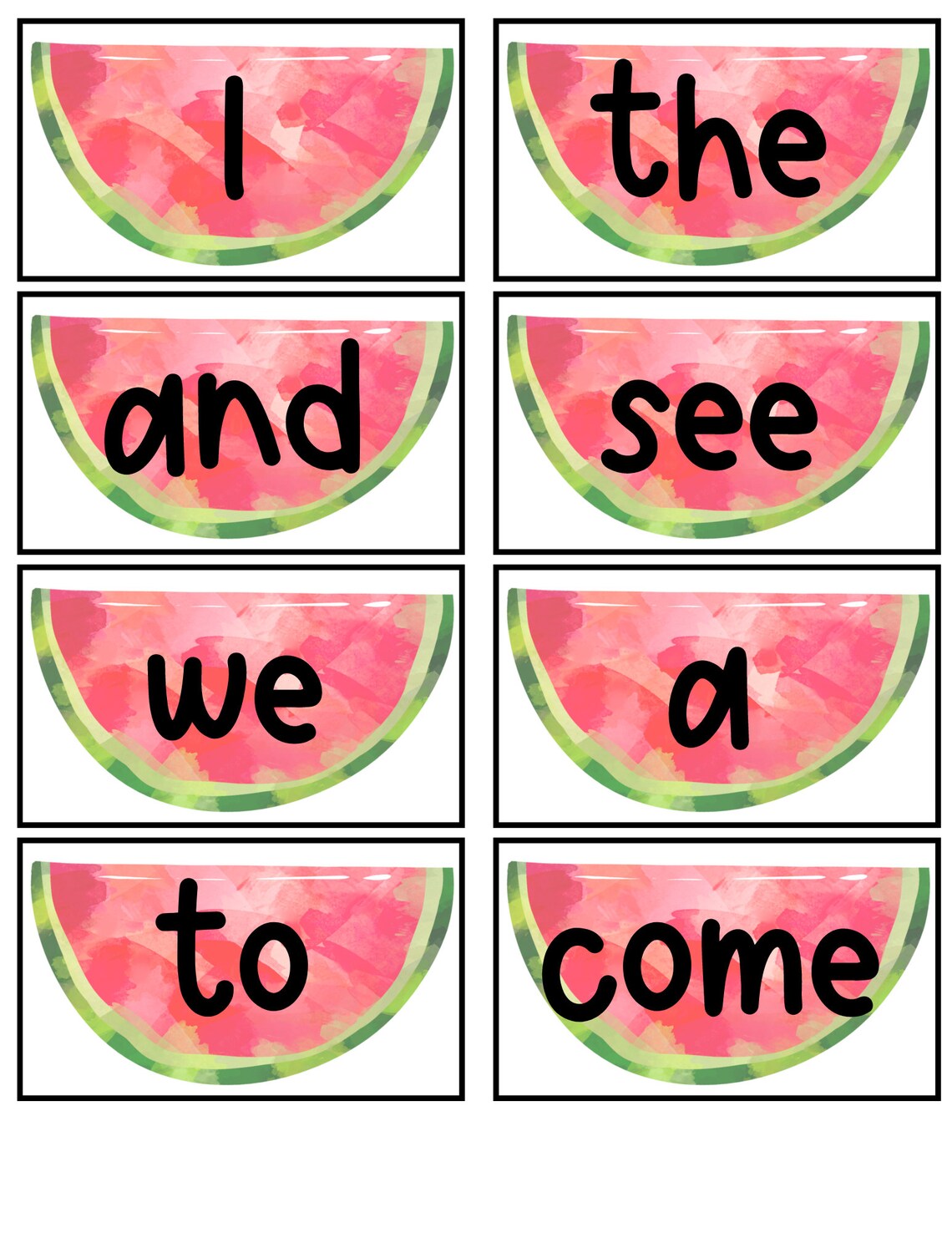 Watermelon Sight Words, Preschool Worksheet, Preschool Printable ...