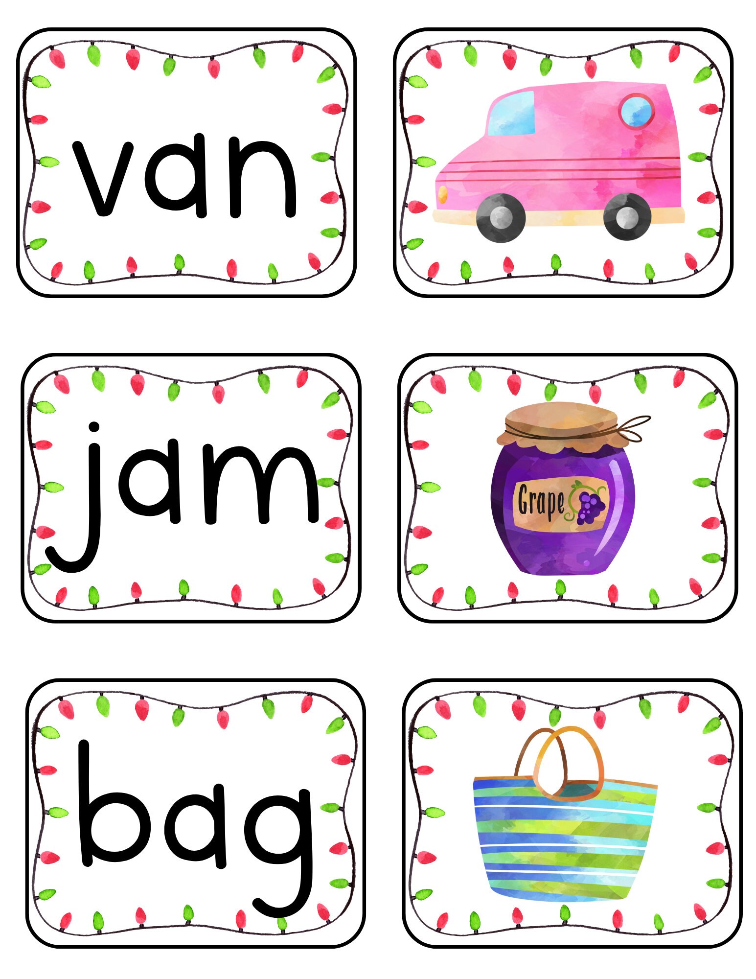 Christmas CVC Matching Cards, Christmas Preschool Printable, Christmas ...