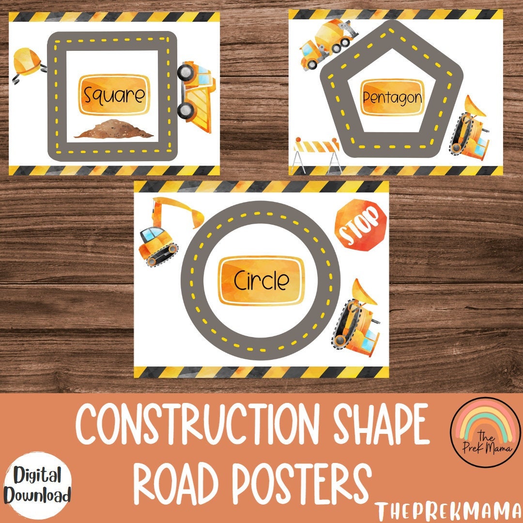 Construction Road Shape Posters, Preschool Printables, Preschool ...