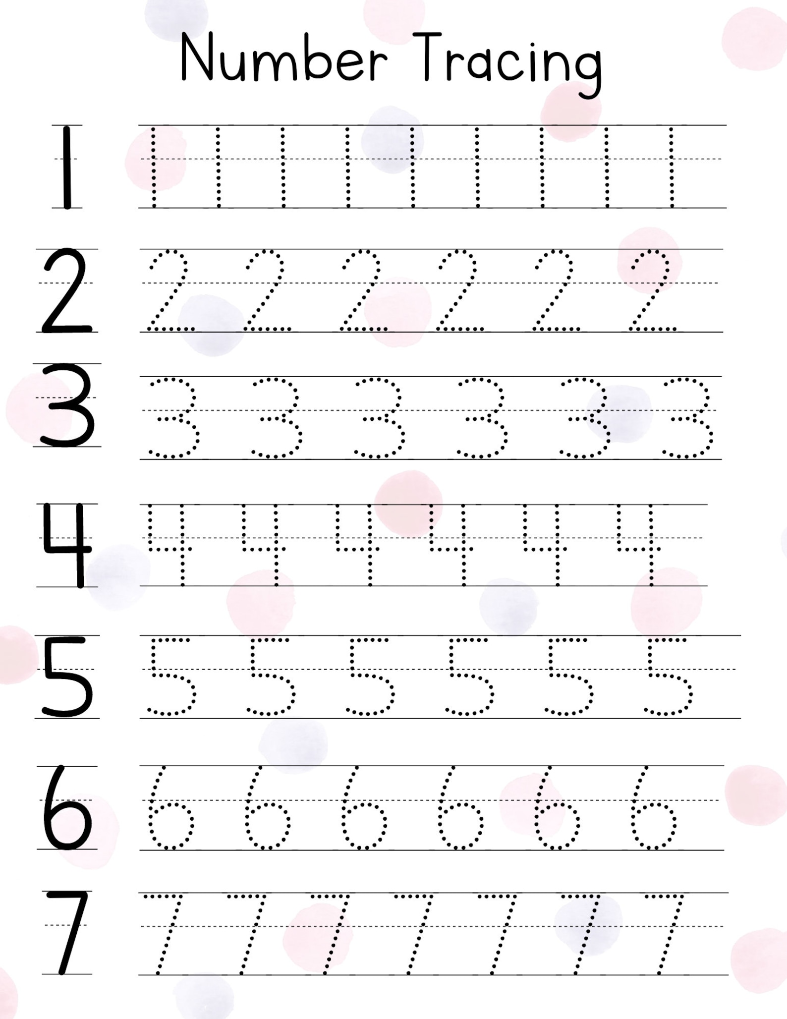 Number Tracing Worksheets Preschool Printable Preschool - Etsy