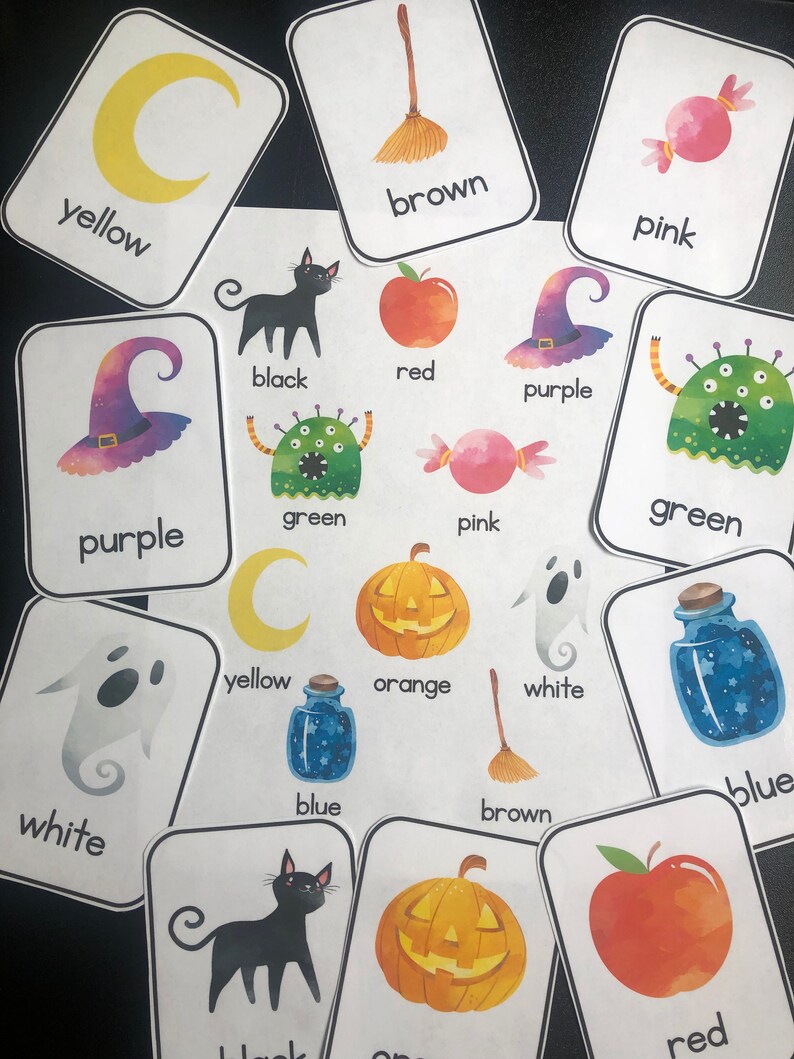 Halloween Color Poster and Flashcards, Preschool Printable, Preschool ...