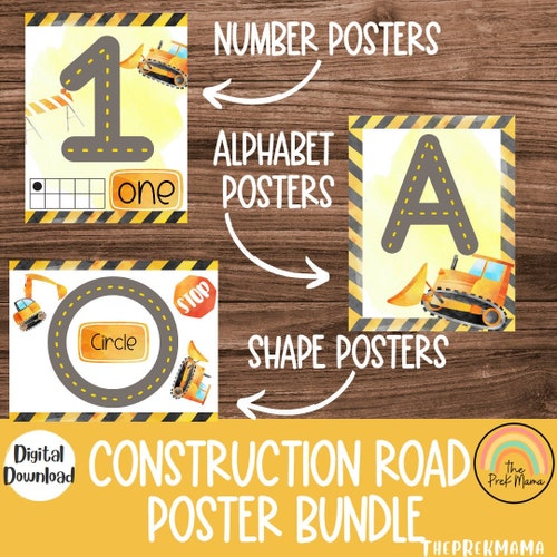 Construction Road Shape Posters Preschool Printables - Etsy