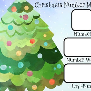 Christmas Number Match, Christmas Preschool Printable, Homeschool ...
