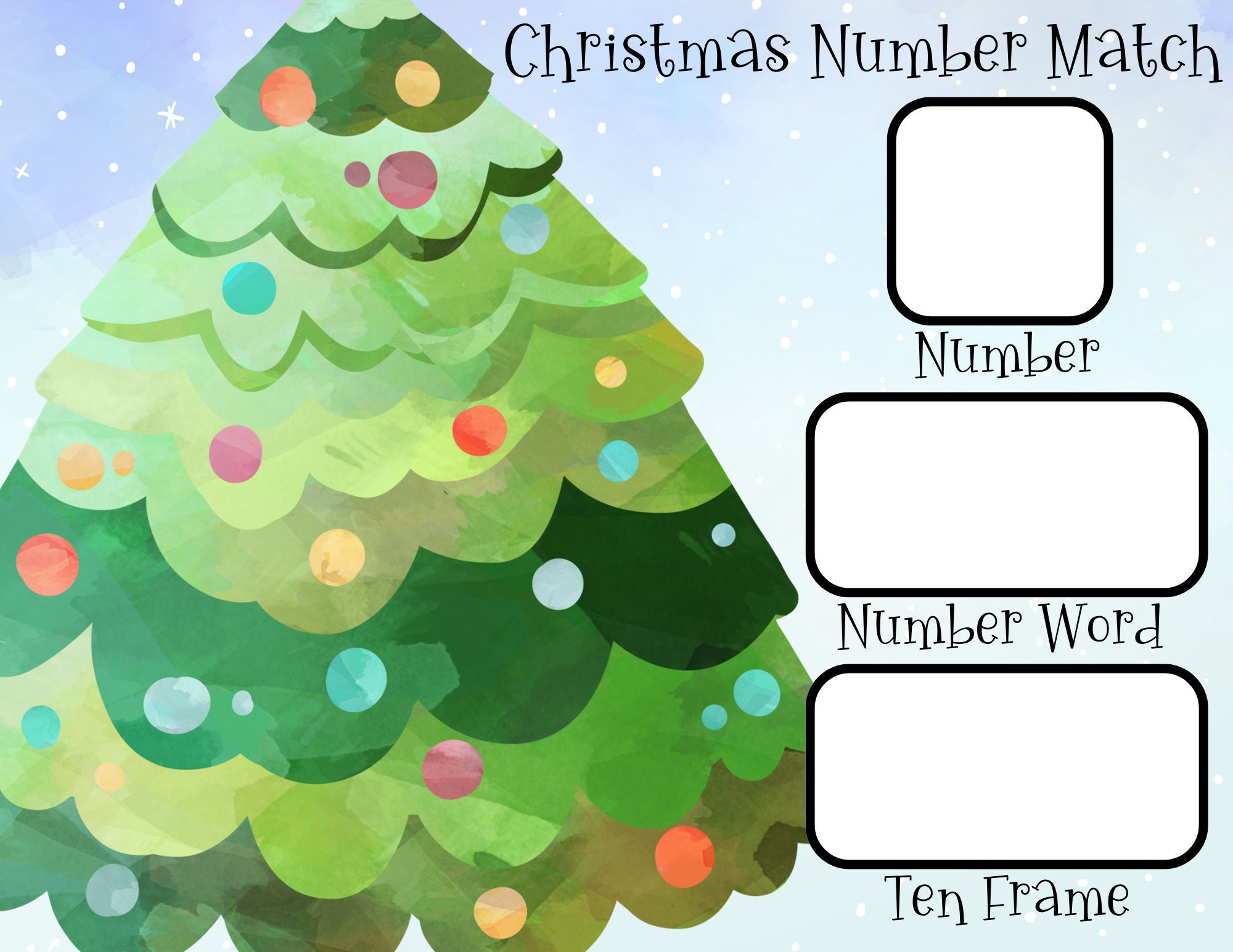 Christmas Number Match, Christmas Preschool Printable, Homeschool ...