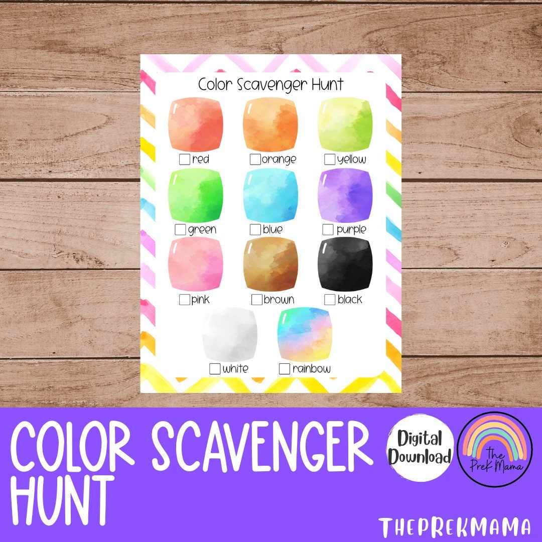 Color Scavenger Hunt Preschool Printable Colors Printable - Etsy