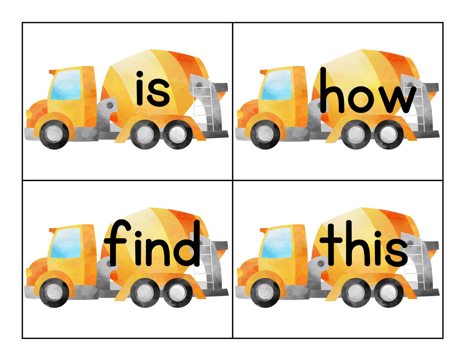 Construction Sight Words Preschool Worksheets Preschool - Etsy