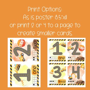 Construction Road Number Posters, Preschool Printables, Preschool ...