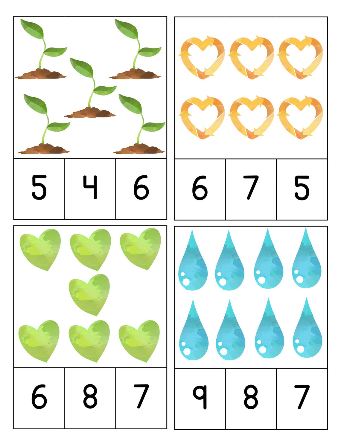 Earth Day Clip Cards Preschool Worksheet Preschool | Etsy