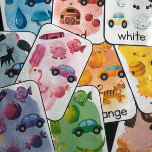 Color Posters / Flash Cards, Preschool Printable, Watercolor Printable ...