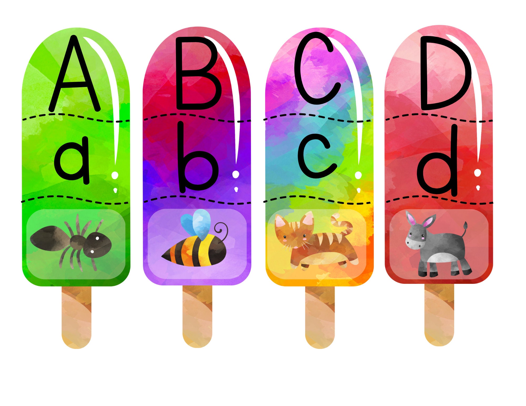 Popsicle Alphabet Beginning Sounds, Preschool Worksheet, Preschool ...