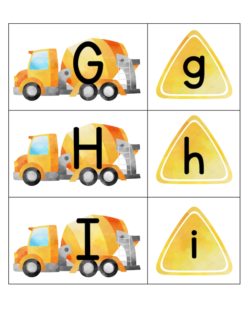 Construction Letter Match Preschool Printables Preschool - Etsy
