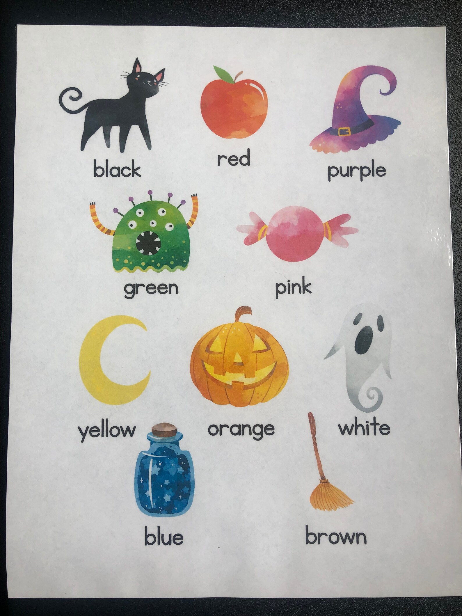 Halloween Color Poster and Flashcards, Preschool Printable, Preschool ...