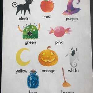 Halloween Color Poster and Flashcards, Preschool Printable, Preschool ...