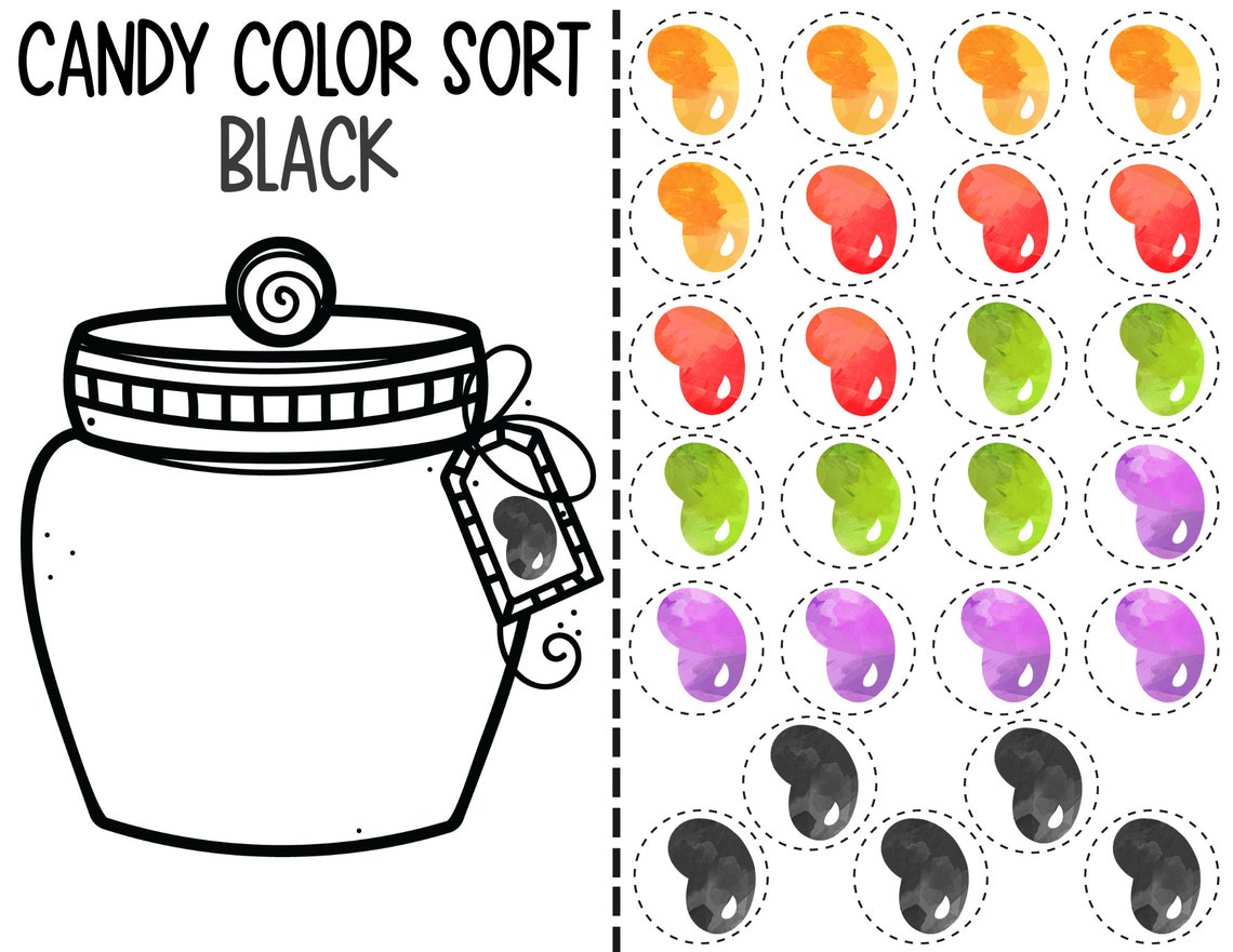 Candy Color Sort Halloween Preschool Printable Learning - Etsy