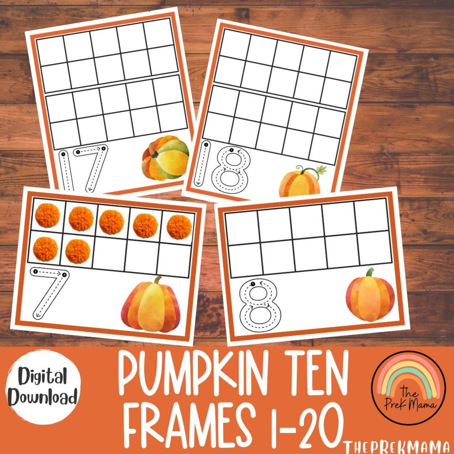 Pumpkin Ten Frames, Montessori Materials, Homeschool Resources ...