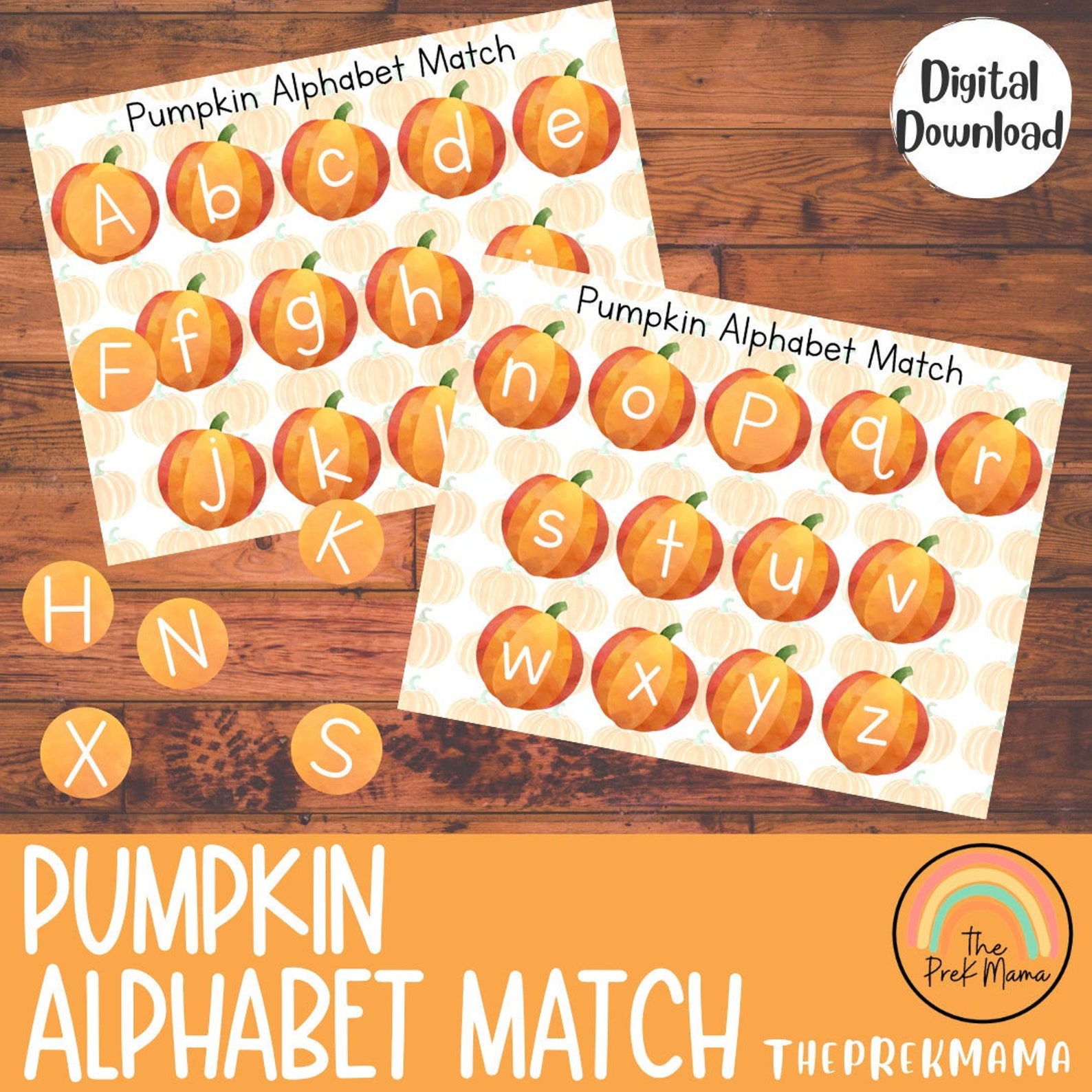 Pumpkin Alphabet Match Montessori Materials Homeschool - Etsy