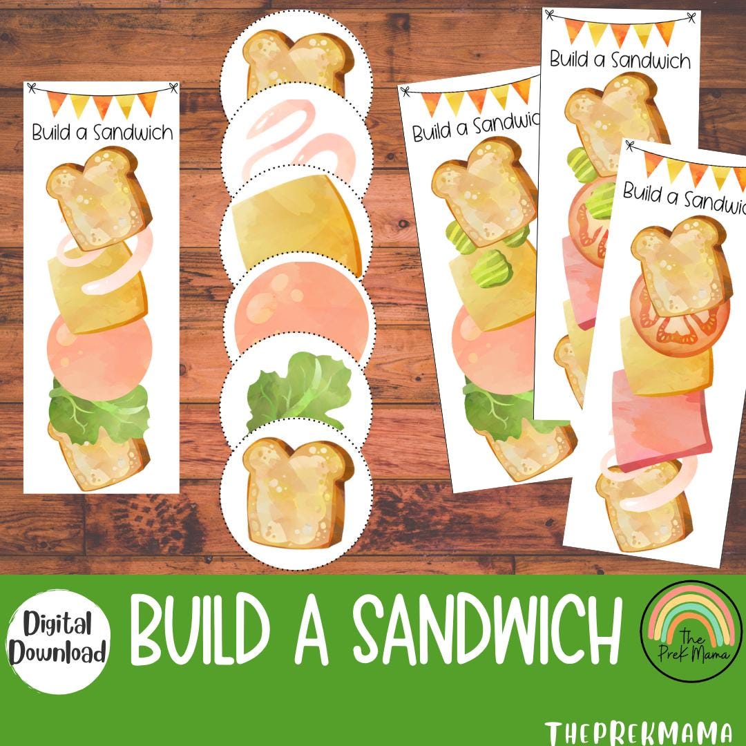 Build A Sandwich, Pretend Play, Preschool Printable, Busy Book ...