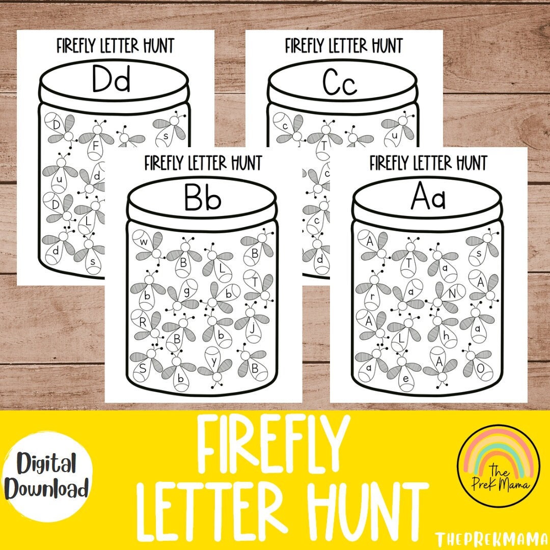 Firefly Letter Hunt, Summer Preschool Printable, Letter Recognition ...