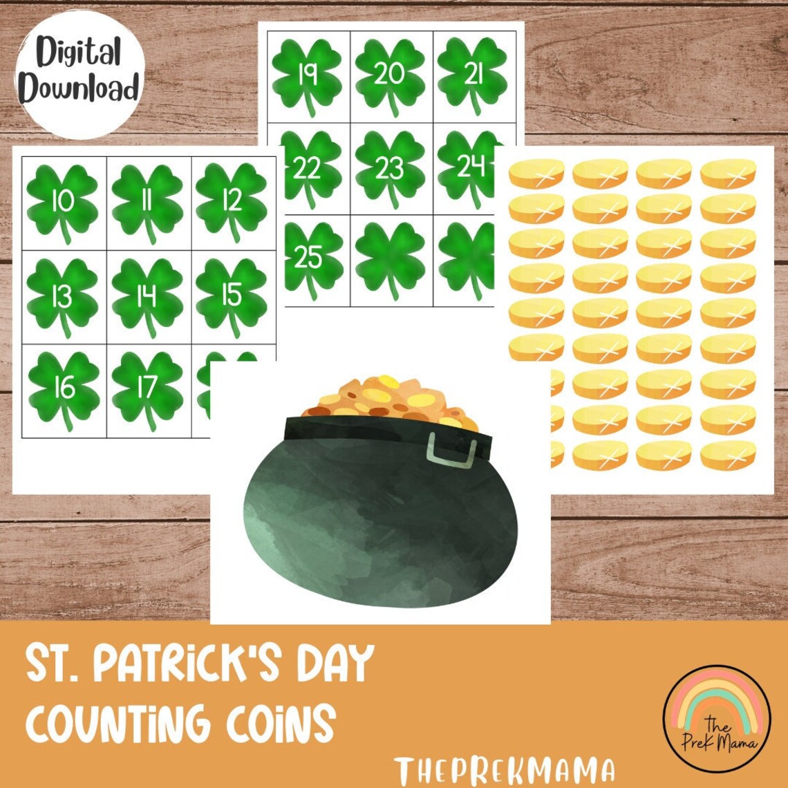 St. Patrick's Day Counting Coins Preschool Worksheet | Etsy