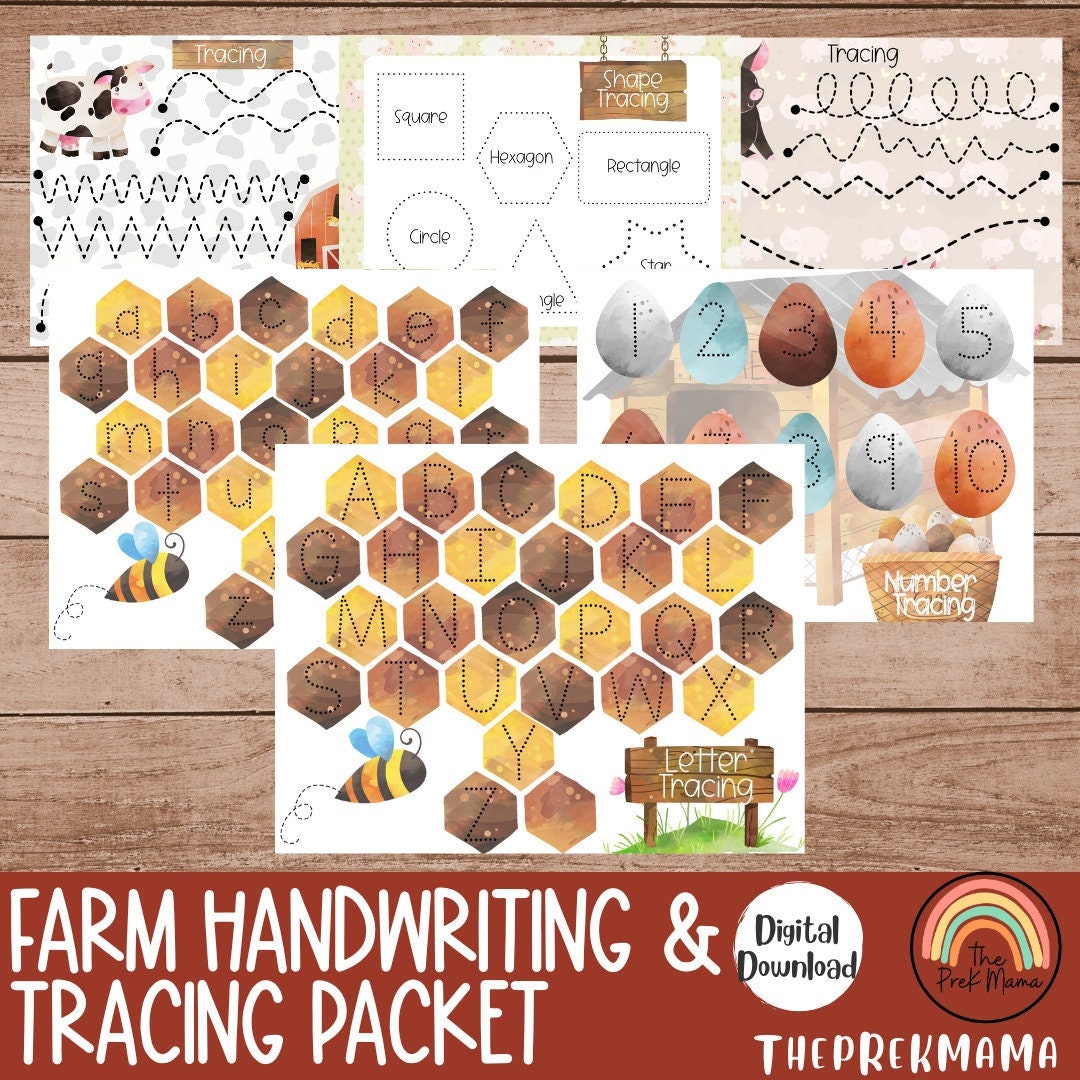 FARM Tracing Worksheets Preschool Handwriting Practice Pre-k - Etsy