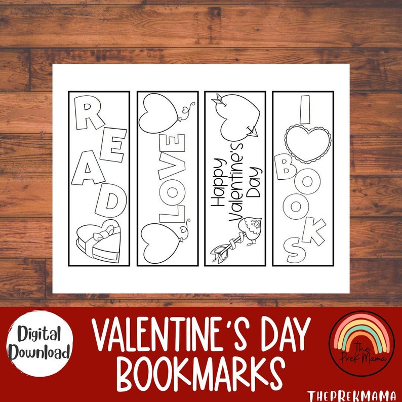 Valentine's Day Bookmarks Coloring Bookmarks Kids - Etsy