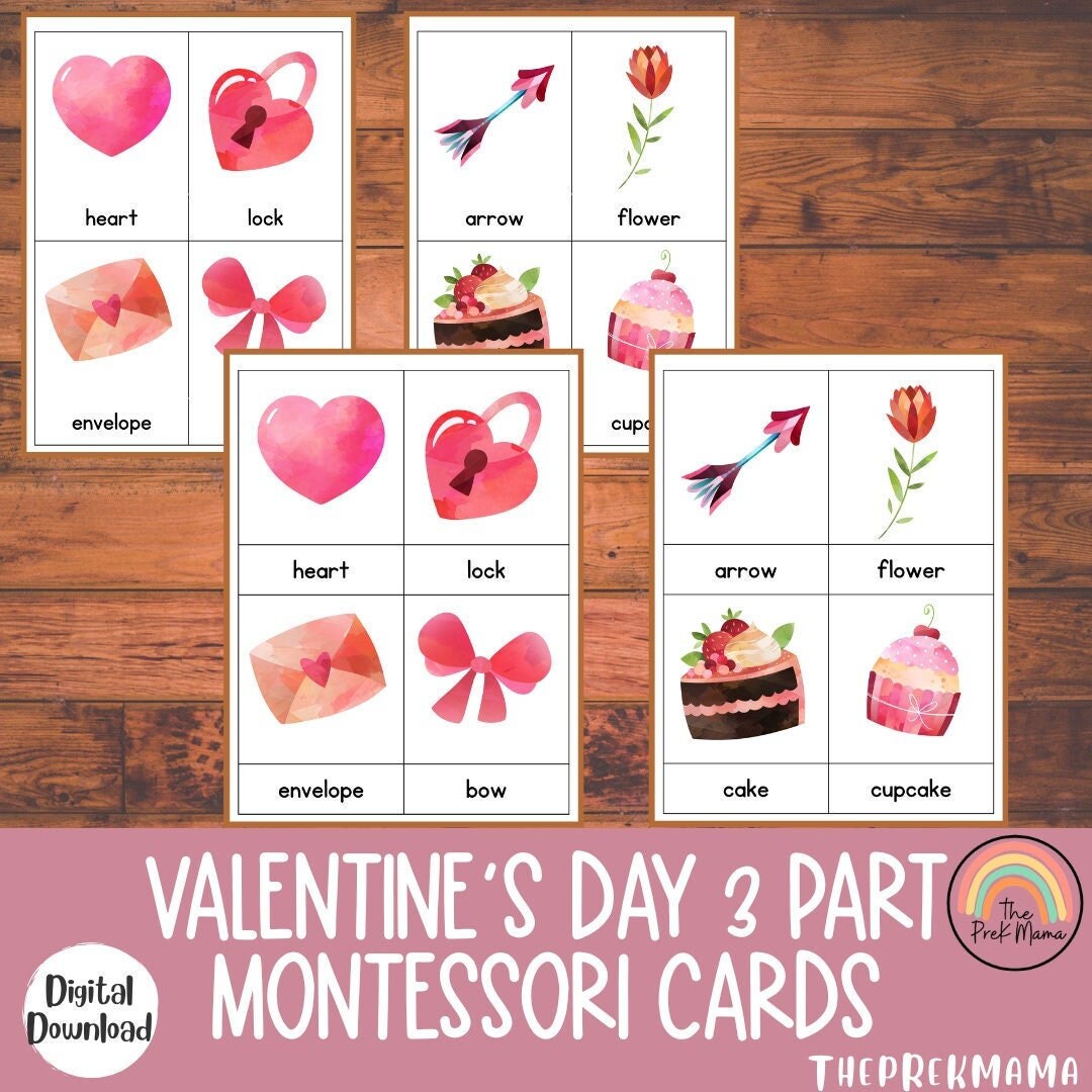 Montessori 3 Part Valentine's Day Cards, Montessori Curriculum ...