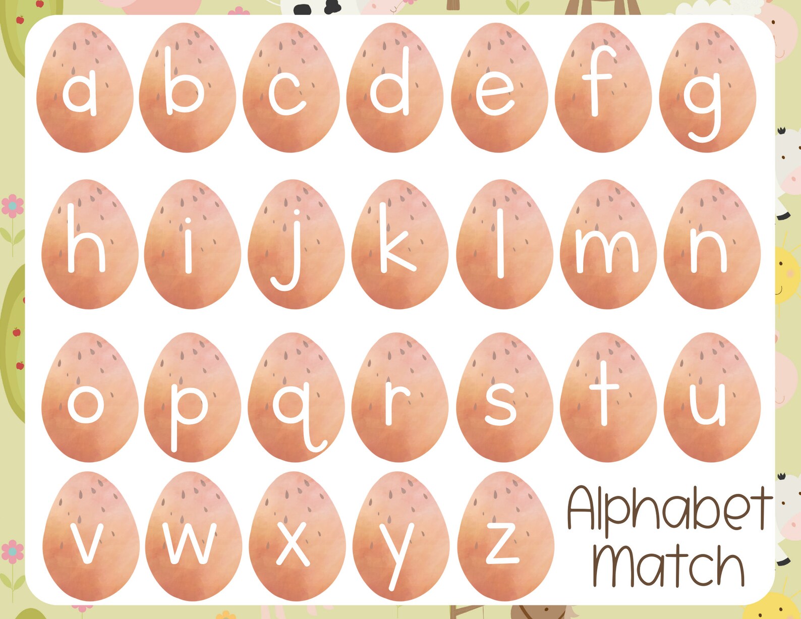 FARM Alphabet Match Montessori Printable Preschool | Etsy