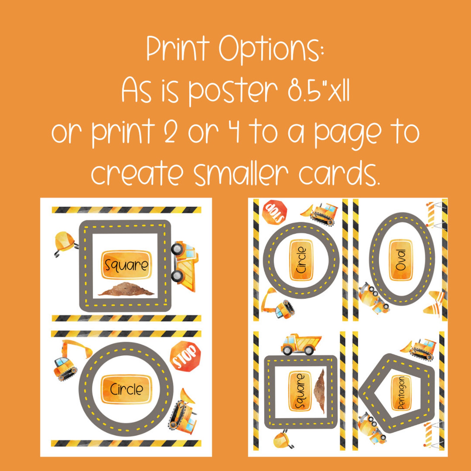 Construction Road Shape Posters, Preschool Printables, Preschool ...