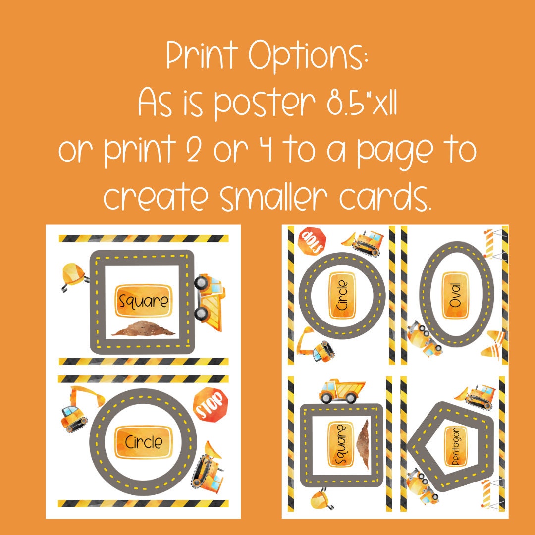 Construction Road Shape Posters Preschool Printables - Etsy