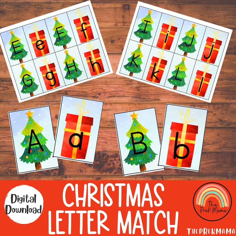 Christmas Alphabet Match Christmas Preschool Printable - Etsy