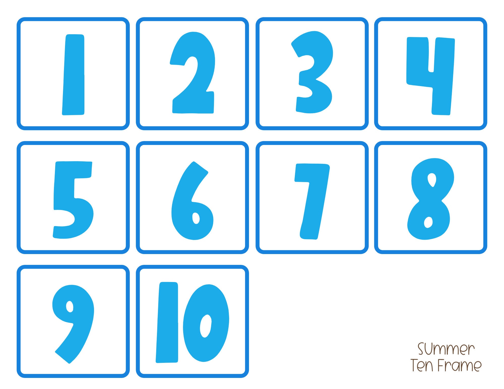 Summer Ten Frame Numbers 1-10 Count and Match Montessori - Etsy