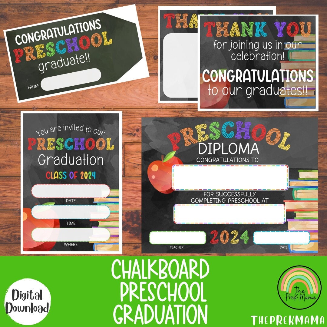 Chalkboard Preschool Graduation, Preschool Diploma, Preschool Gradation ...