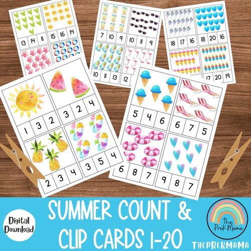 Spring Count and Clip Cards Preschool Printable Preschool - Etsy
