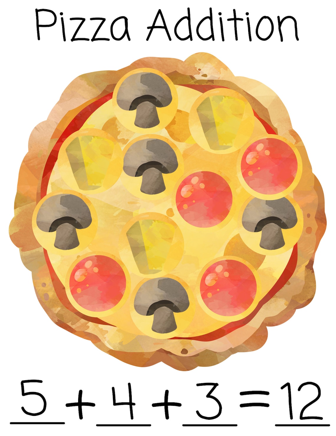 Pizza Addition Math Activity Preschool Printable Preschool - Etsy