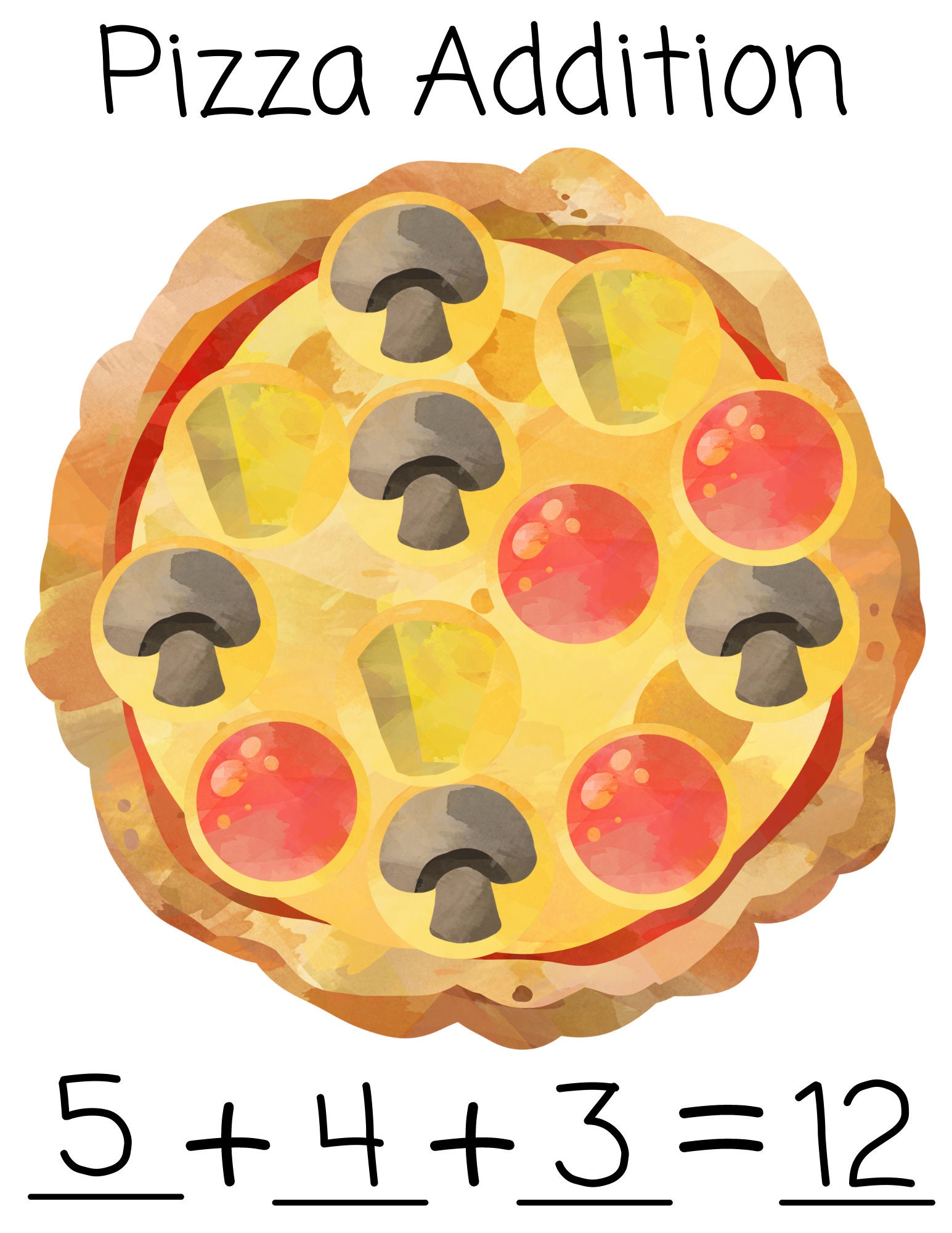 Pizza Addition, Math Activity, Preschool Printable Preschool Math ...