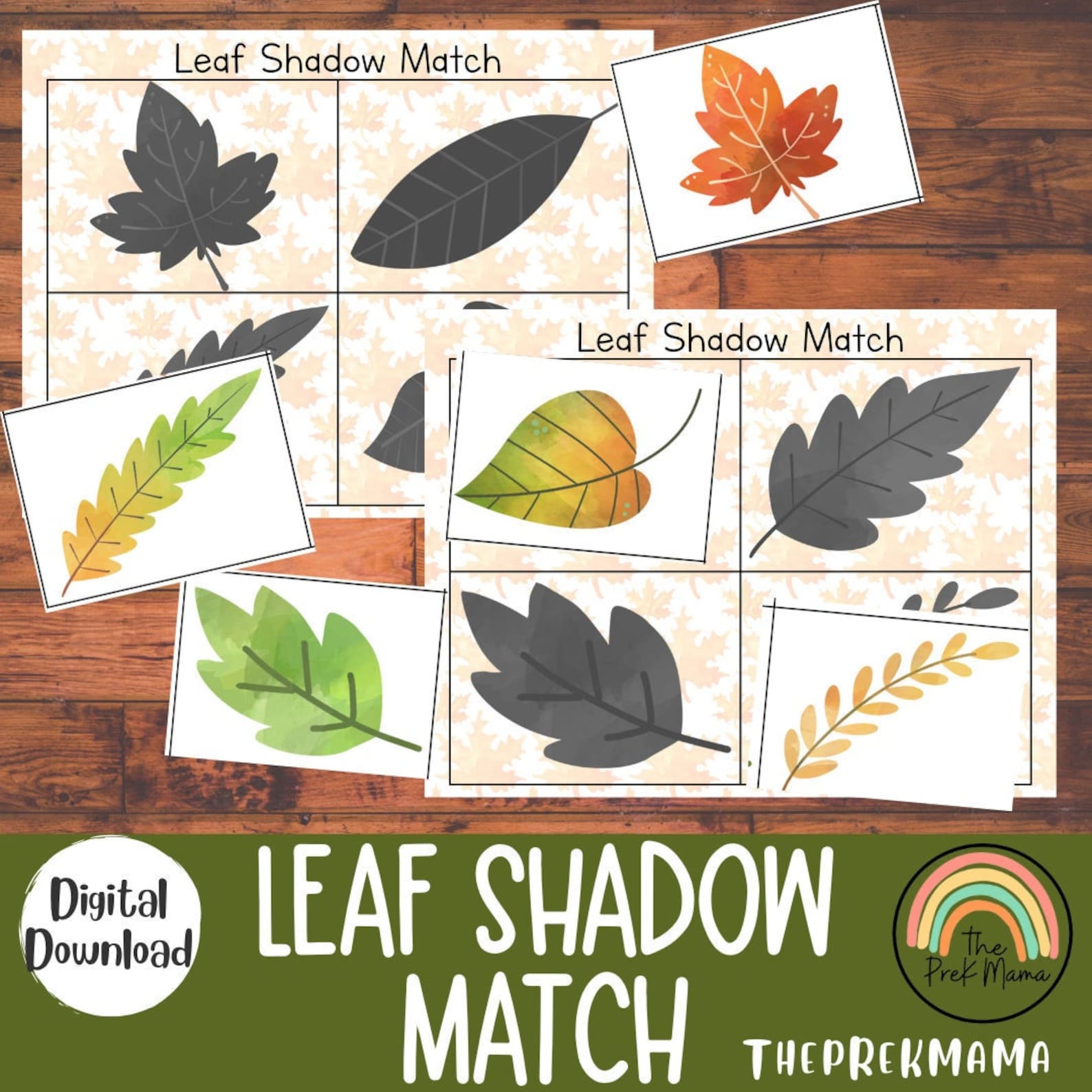 Leaf Shadow Match, Fall Activity for Kids, Preschool Printable ...