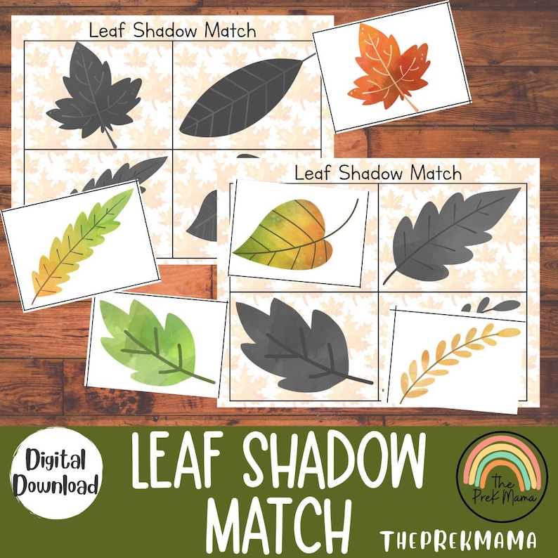 Leaf Shadow Match, Fall Activity for Kids, Preschool Printable ...