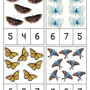 Butterfly Count and Clip Cards, Preschool Printable, Preschool Math ...