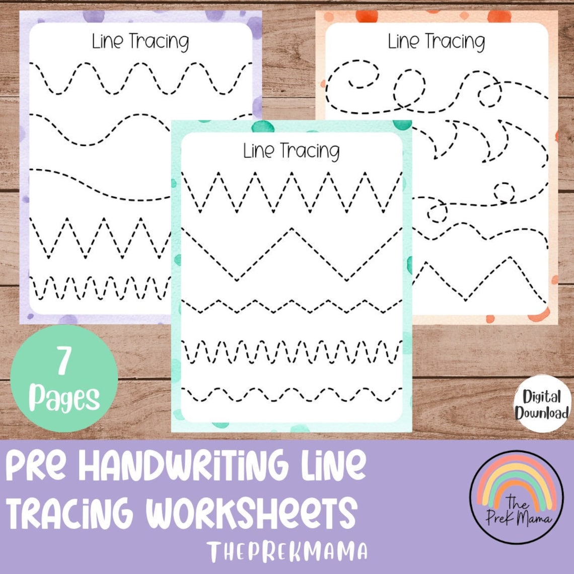 Pre Handwriting Line Tracing Worksheets Preschool Printable - Etsy