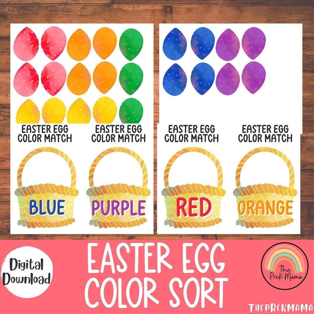 Easter Egg Color Sort, Preschool Worksheets, Preschool Printable ...