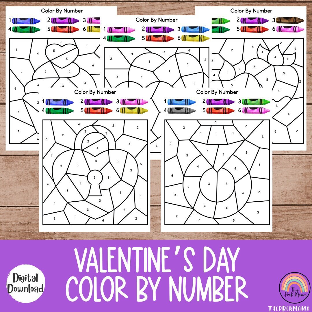 Valentine's Day Color by Number, Valentines Preschool Printable ...