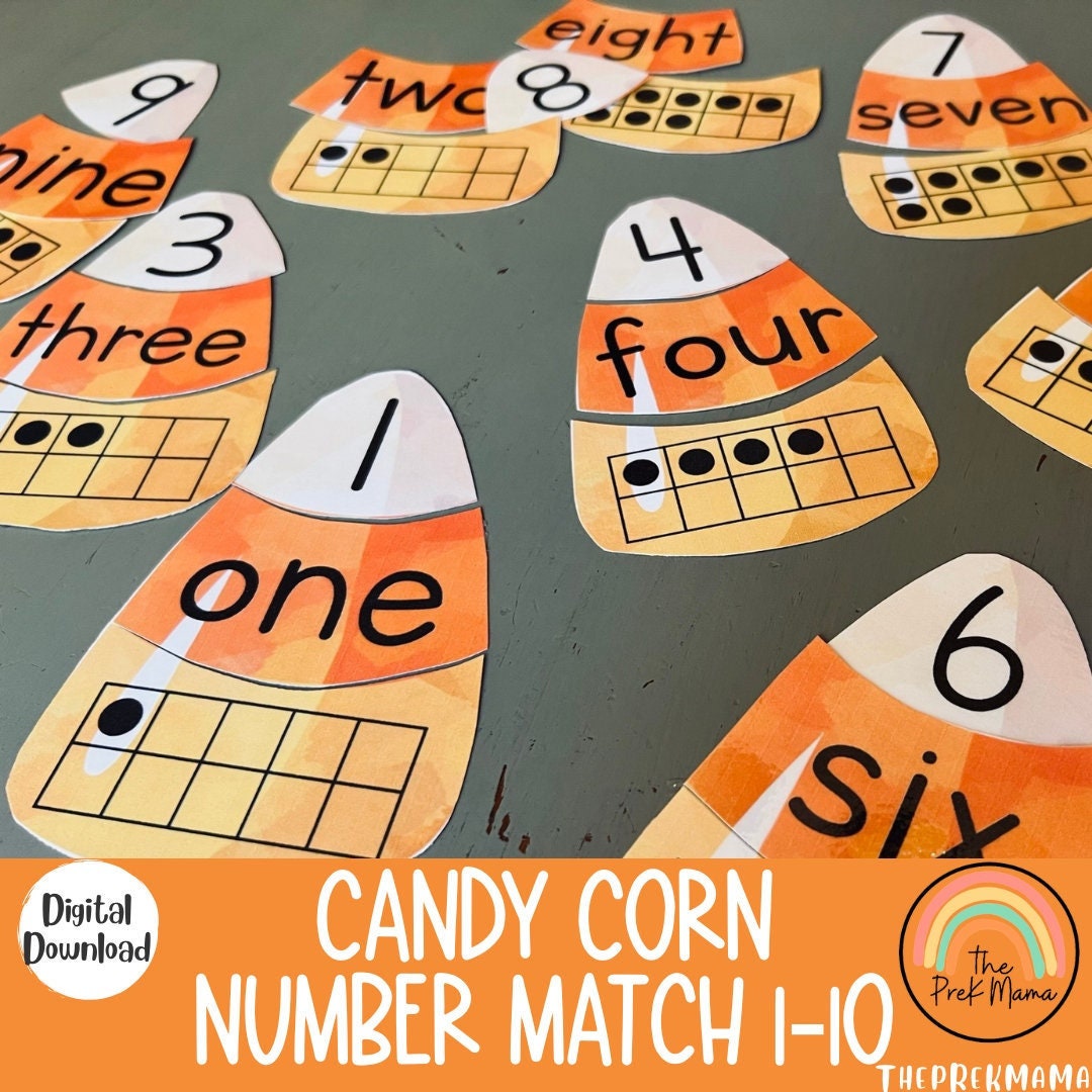 Halloween Candy Corn Number Match, Halloween Preschool Printable ...