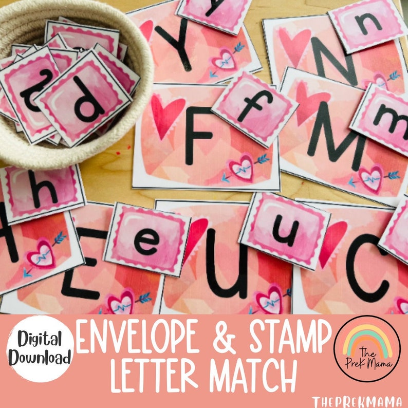 Envelope and Stamp Letter Match, Valentine's Day Preschool Printable ...