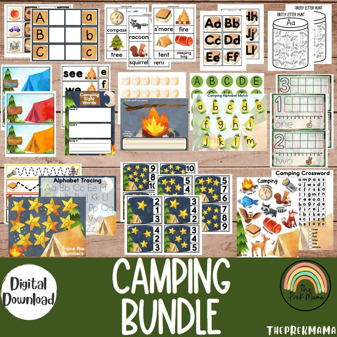 Camping Bundle Preschool Worksheet Preschool Printable - Etsy