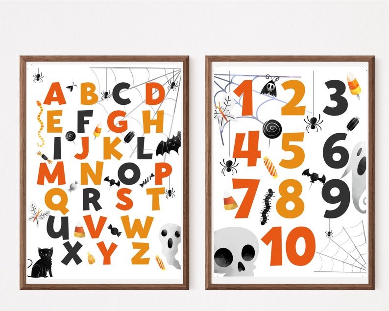 Halloween Poster Alphabet and Numbers Educational Poster - Etsy