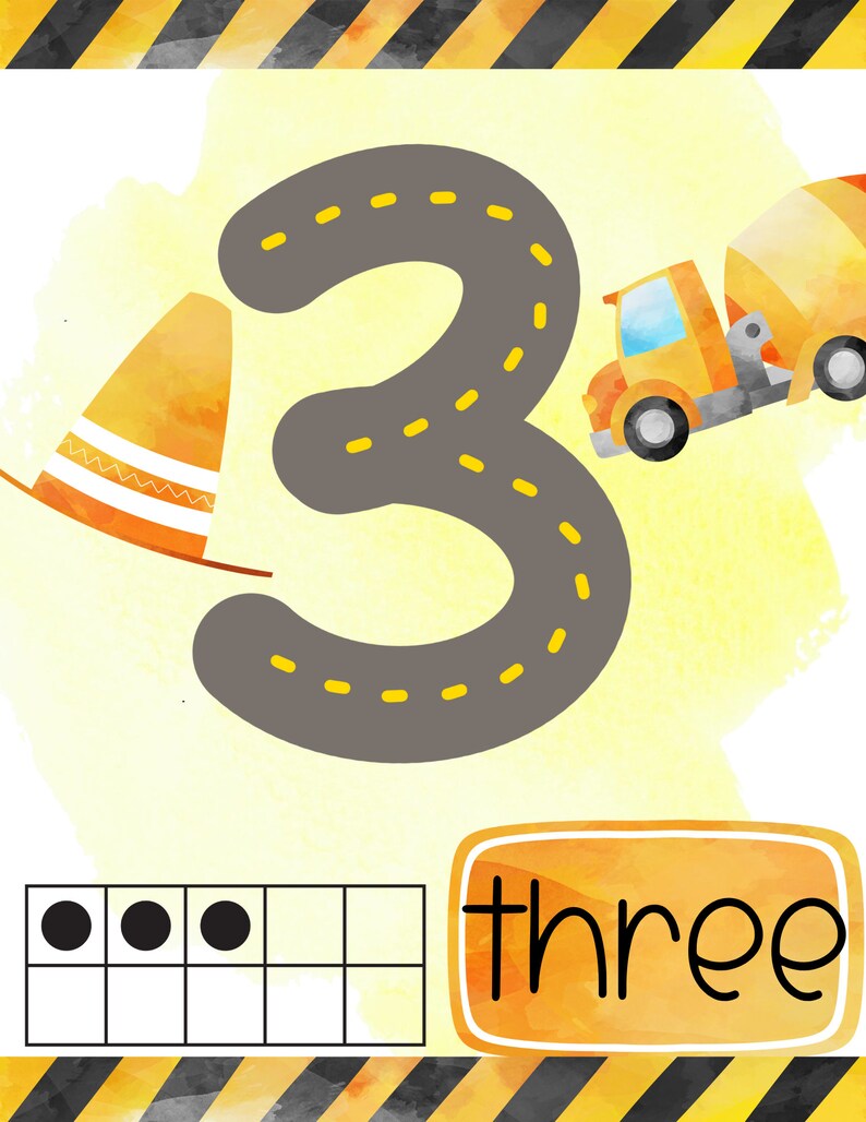 Construction Road Number Posters Preschool Printables - Etsy