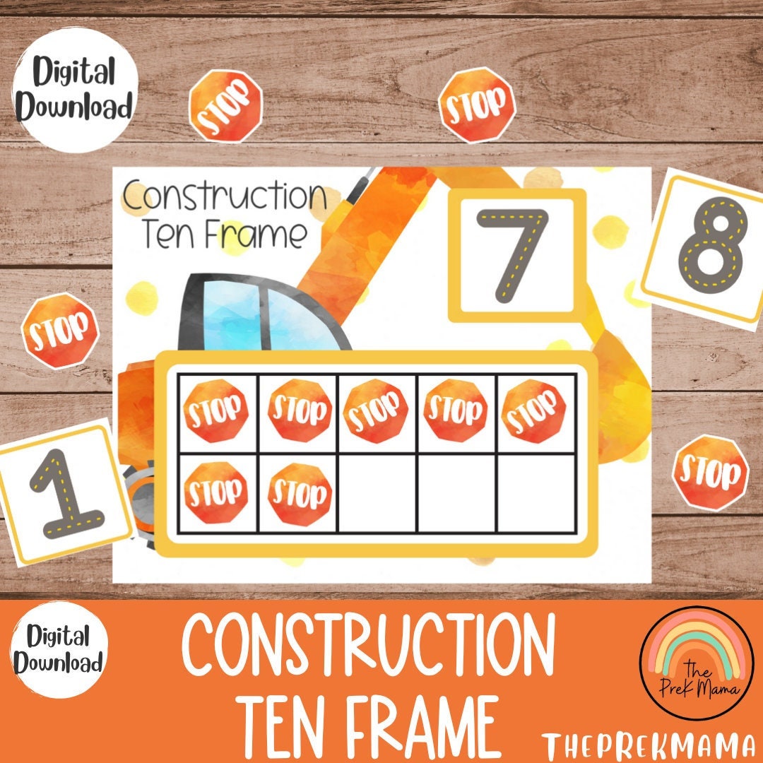 Construction Ten Frame, Numbers 1-10 Count and Match, Montessori ...