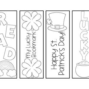 St. Patrick's Day Bookmarks, Coloring Bookmarks, Kids Bookmarks, DIY ...