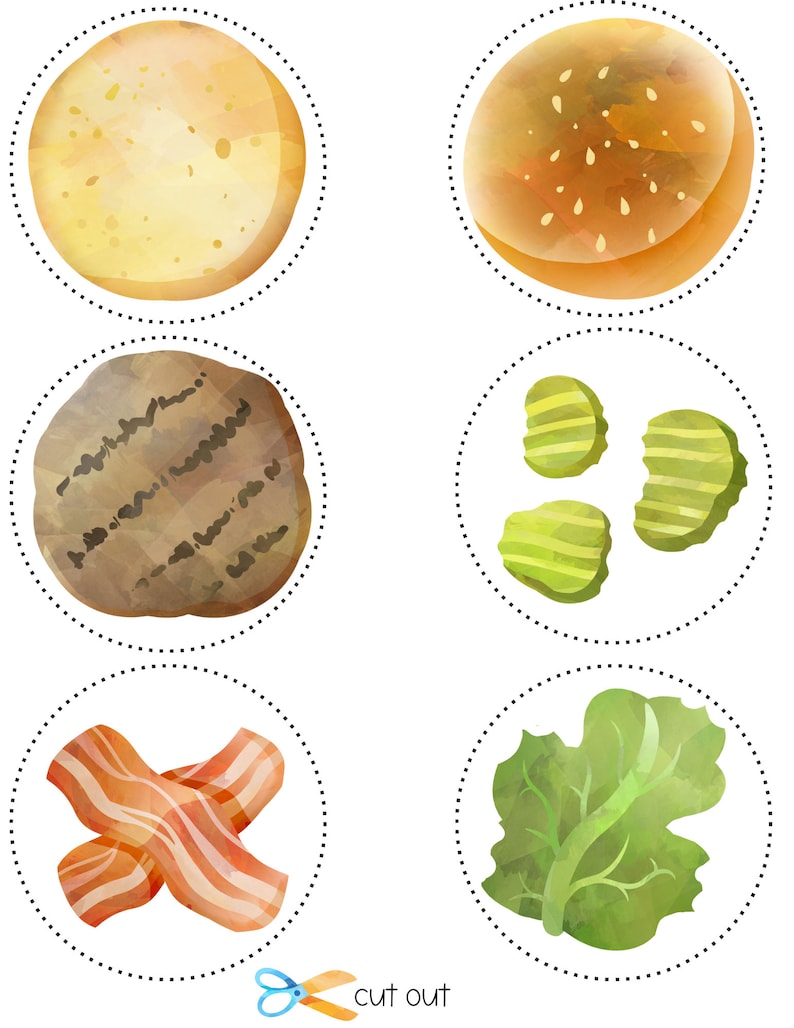 Build A Burger Pretend Play Preschool Printable Busy Book - Etsy